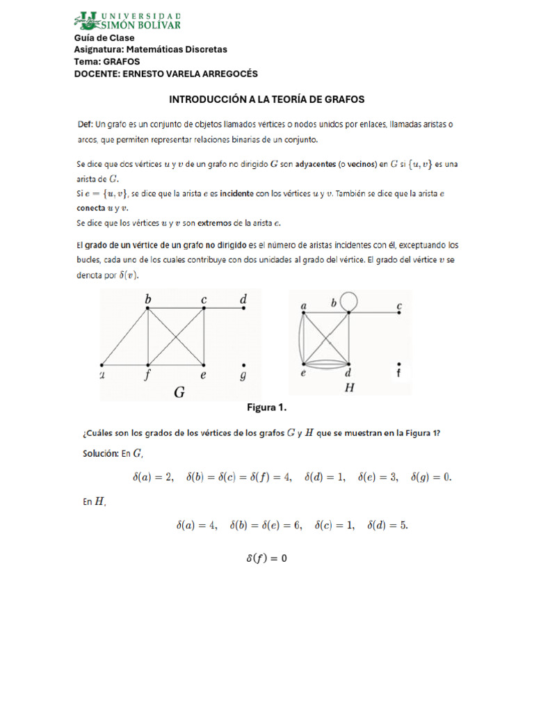 Guía de Grafos en Matemáticas Discretas | PDF | Vértice (teoría de ...