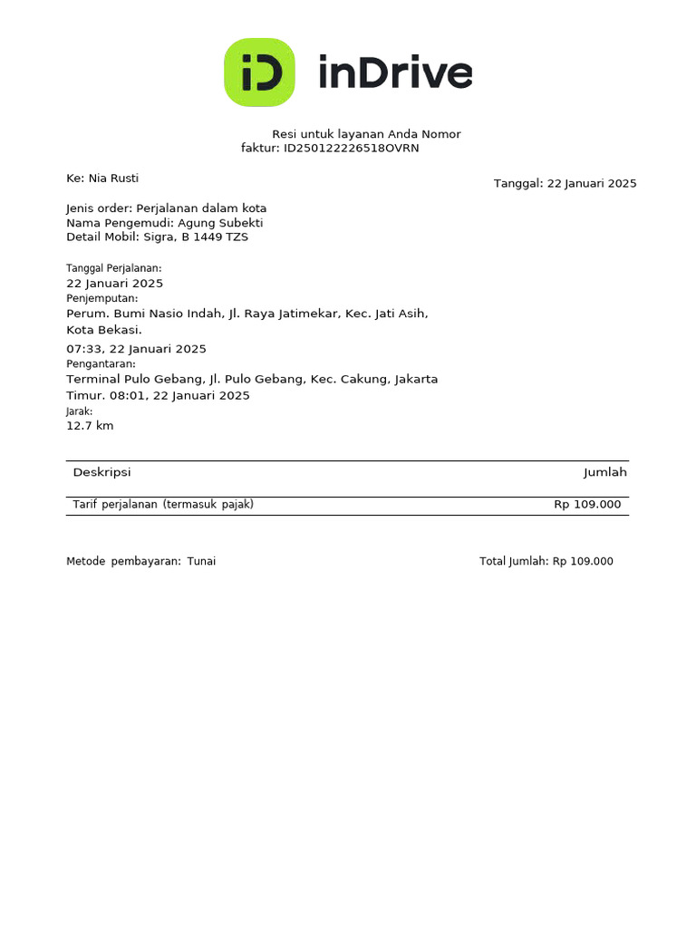 Struk Indriver | PDF