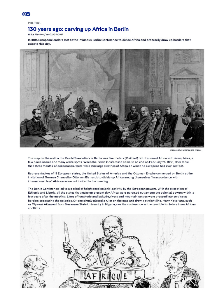 130 Years Ago - Carving Up Africa in Berlin - DW - 02 - 25 - 2015 | PDF ...