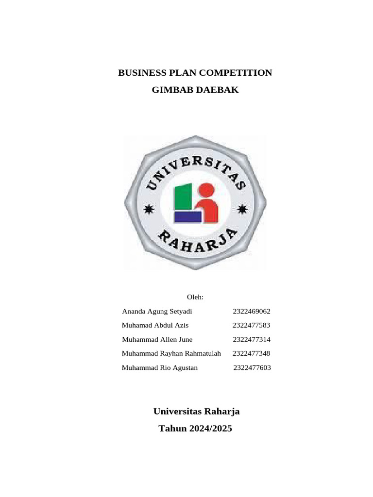 Rencana Bisnis Gimbab Daebak 2024 | PDF
