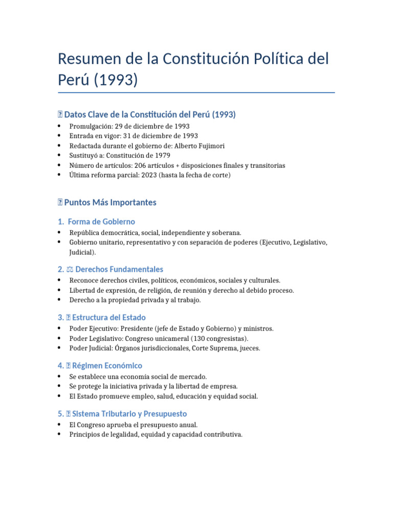 Constitucion_Peru_Resumen_y_Organizador | PDF | Constitución ...