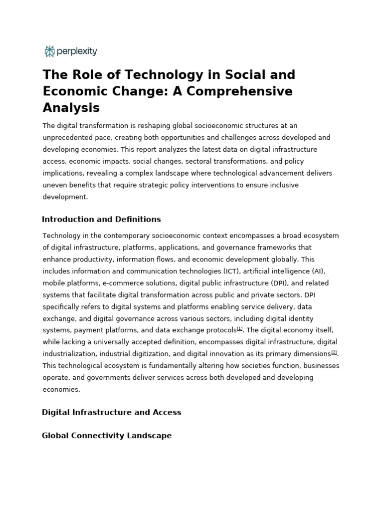The Role of Technology in Social and Economic Chan | PDF | Governance ...