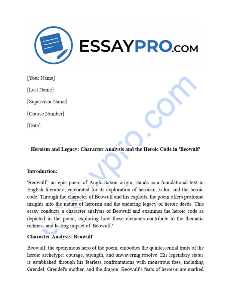 Beowulf Character Analysis | PDF | Hero | Beowulf