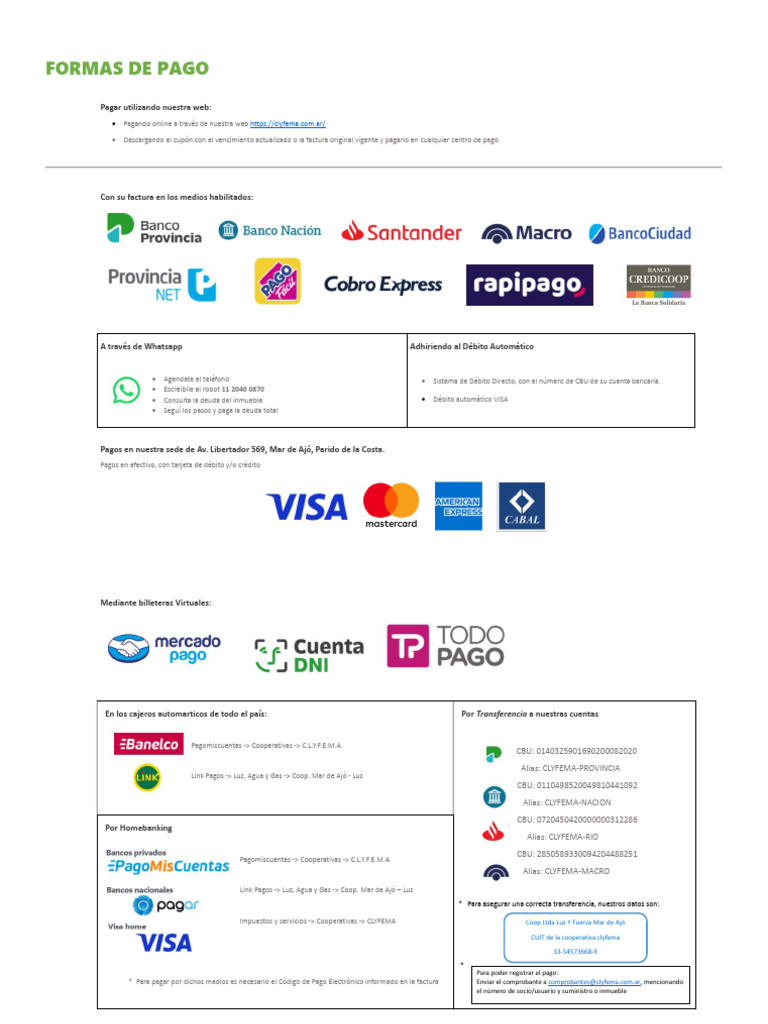 Formas de Pago 2024 | PDF | Tarjeta de débito | Transferencia bancaria
