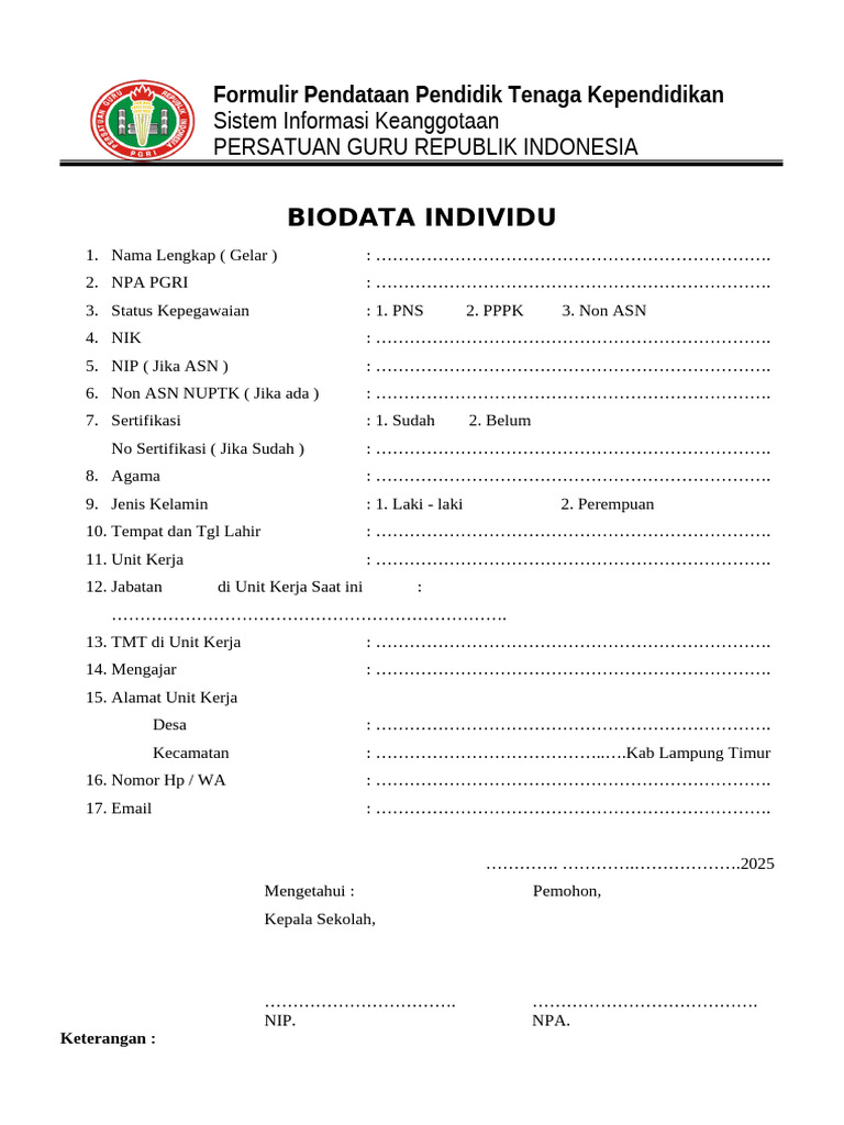 Biodata Pendidik | PDF