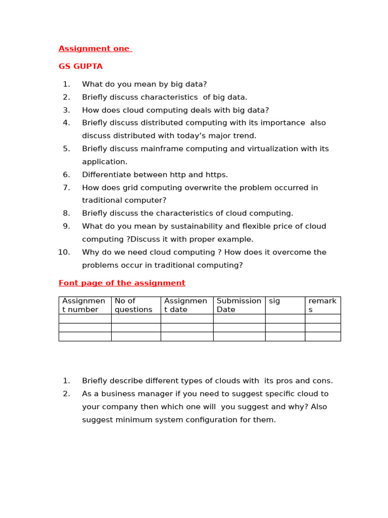 cloud computing assignment | PDF