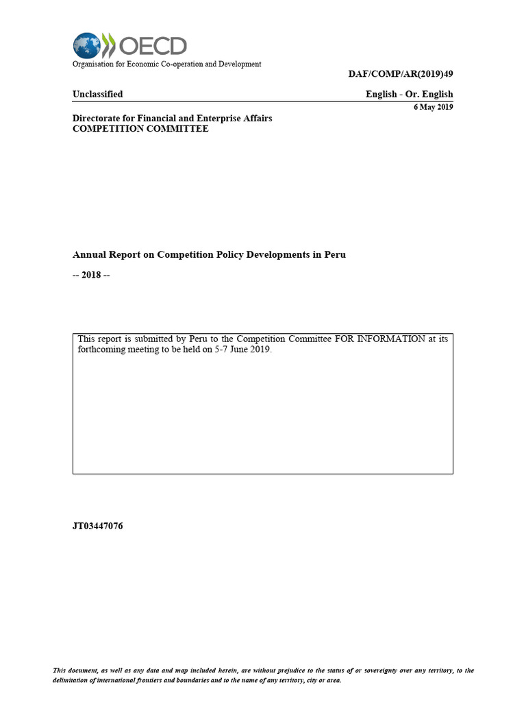 Peru Competition Policy Report 2018 | PDF | Competition Law | Cartel