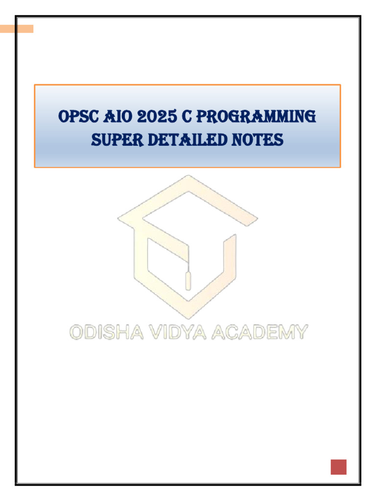 Opsc Aio C Programming Super Detailed Notes - 55766050 - 2025 - 04!07 ...