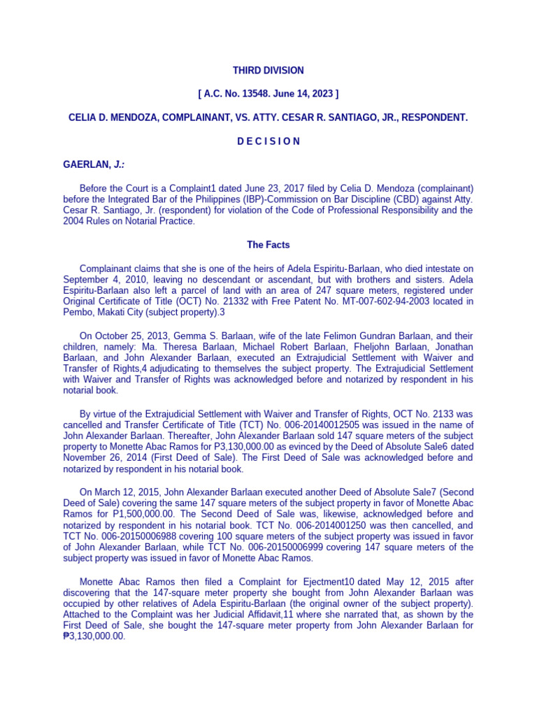 Mendoza v. Atty. Santiago JR | PDF | Notary Public | Lawyer