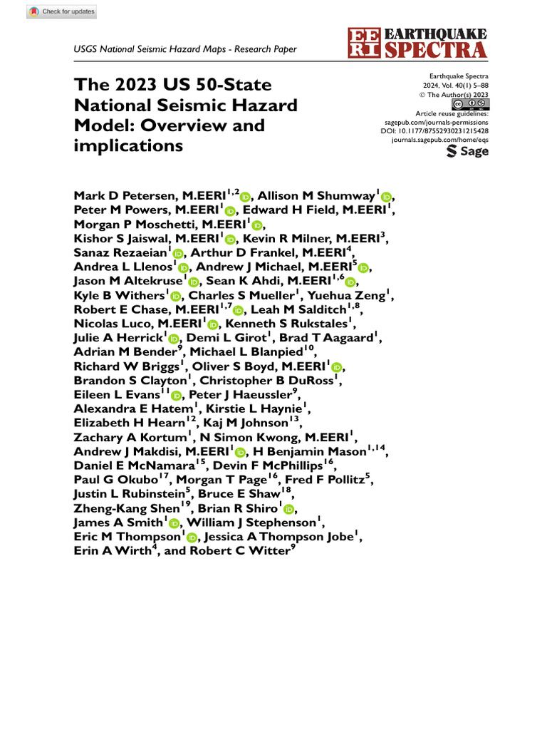 01 The 2023 US 50-State National Seismic Hazard Model | PDF ...