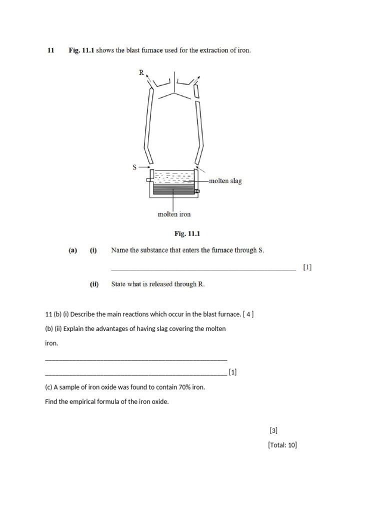 Blast Furnace Reactions and Iron Oxide Formula | PDF