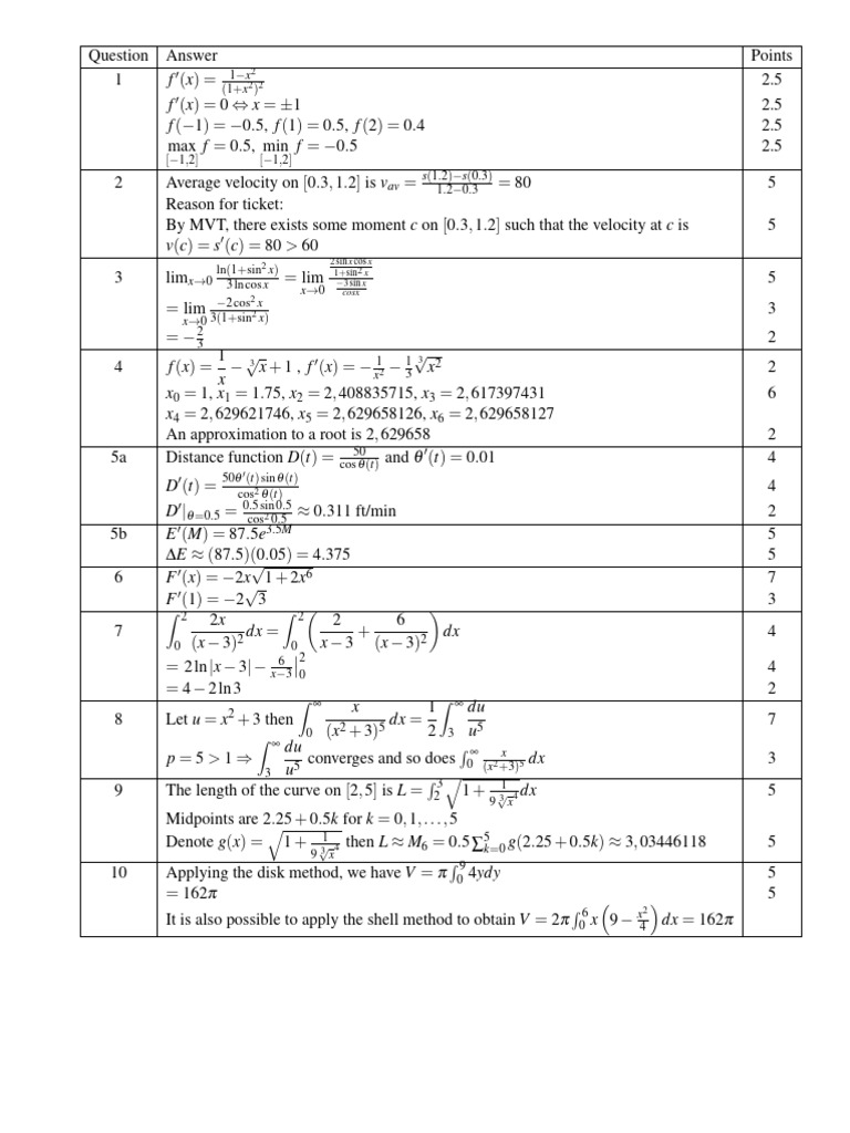 Cal1 Final S3 2023 2024 Answer | PDF