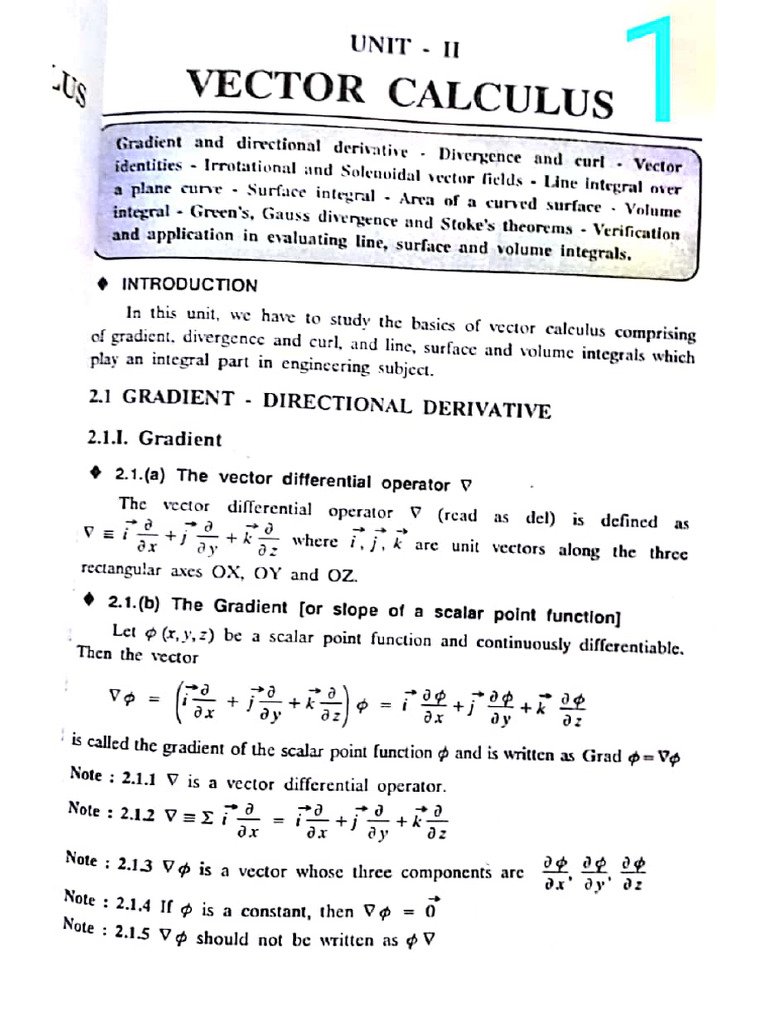 Vector Calculus - Unit 2 | PDF