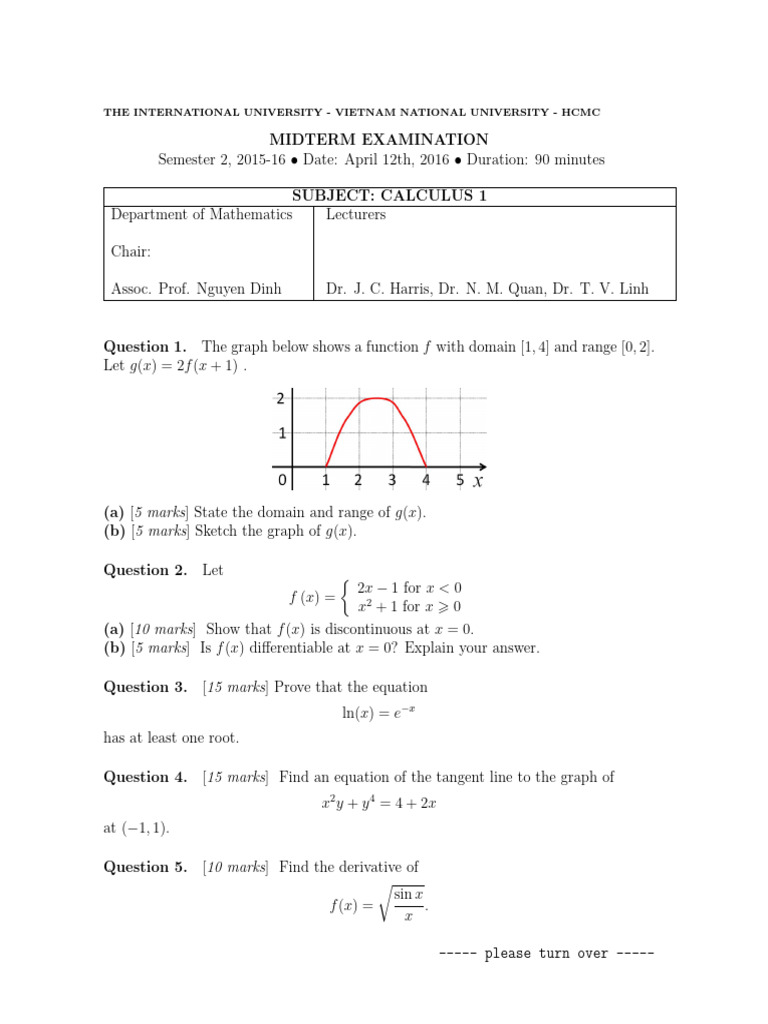 Calculus 1 Midterm Exam Solutions | PDF | Tangent | Sphere