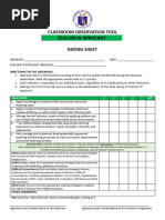 COT-Rating Sheet Teacher VI Applicant | PDF | Educational Technology ...