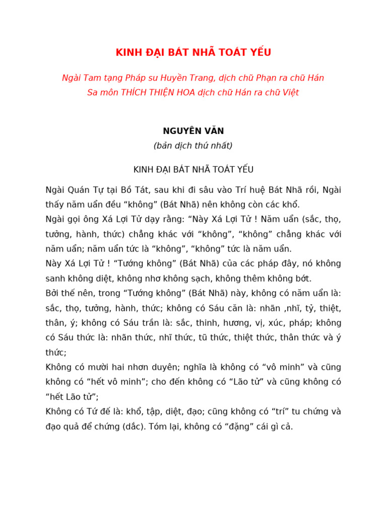 KINH ĐẠI BÁT NHÃ TOÁT YẾU | PDF