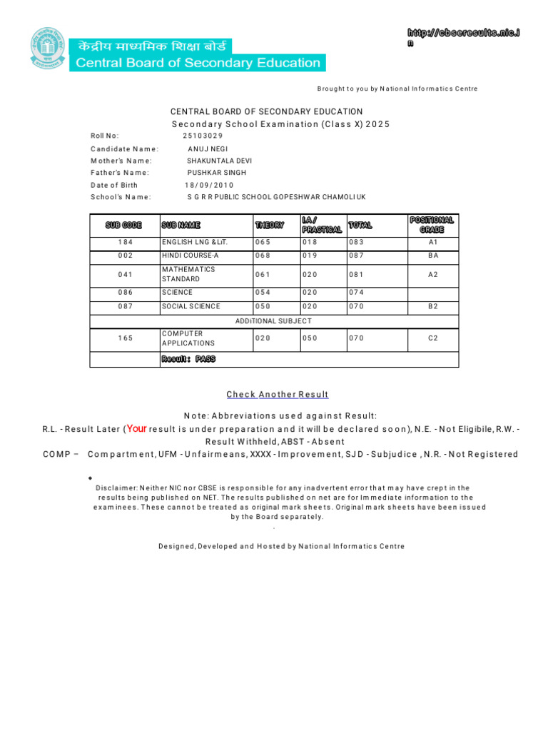 Secondary School Examination (Class X) 2025 | PDF