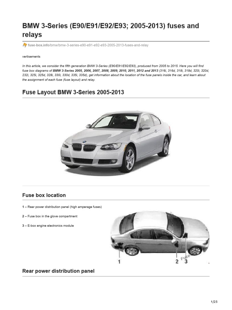 Fuse Box Info BMW 3-Series E90, E91, E92, E93 2005-2013 Fuses and ...