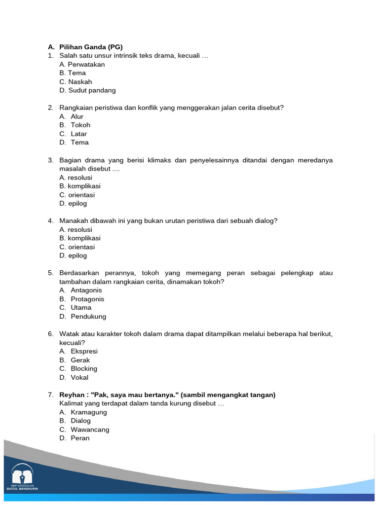 Latihan Soal Drama - k8 | PDF