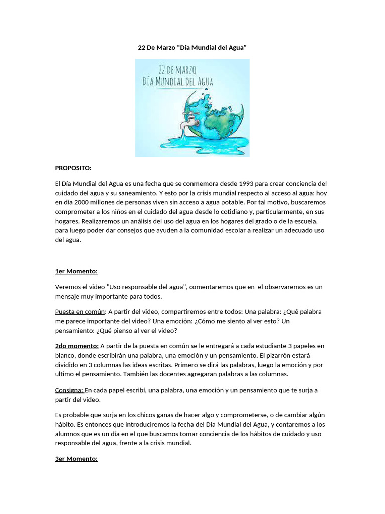 22 de Marzo Dia Mundial Del Agua | PDF