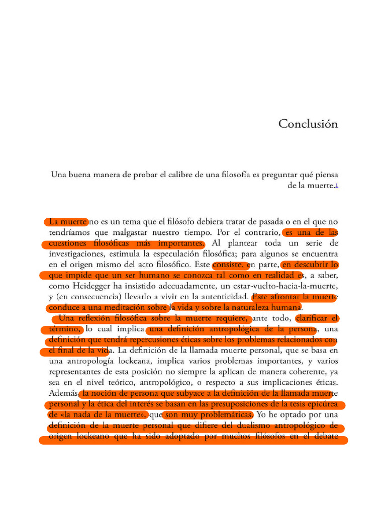 Conclusion. Muerte y Mortalidad en La Filosofía Contempóranea | PDF