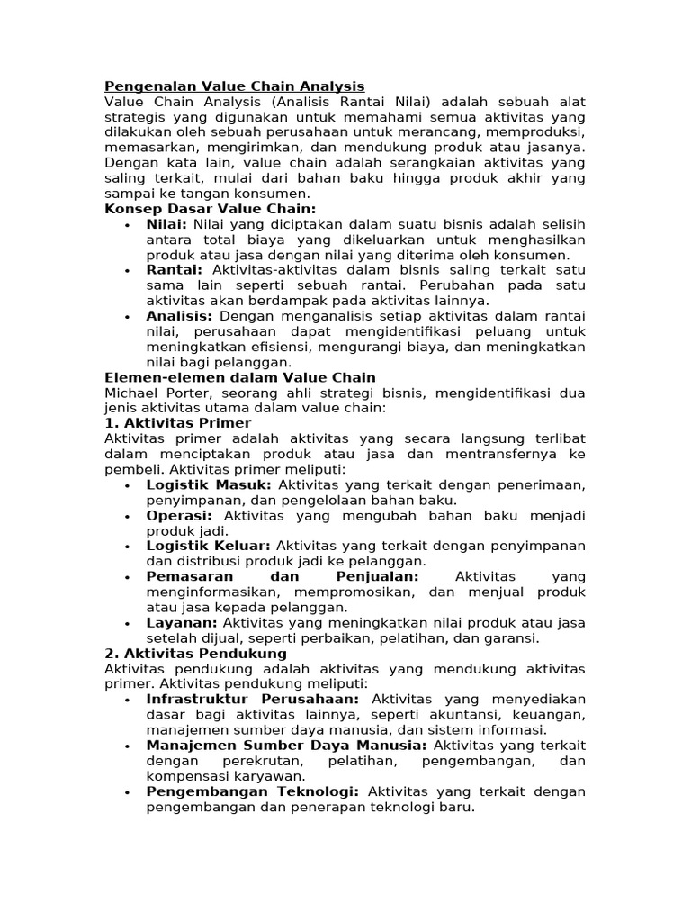 Pengenalan Value Chain Analysis | PDF