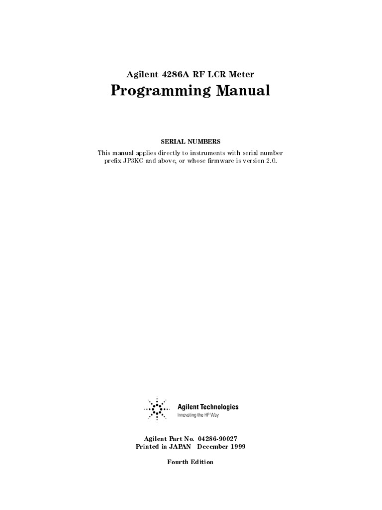 (04286-90027) 4286A RF LCR Meter Programming Manual | PDF | Computing