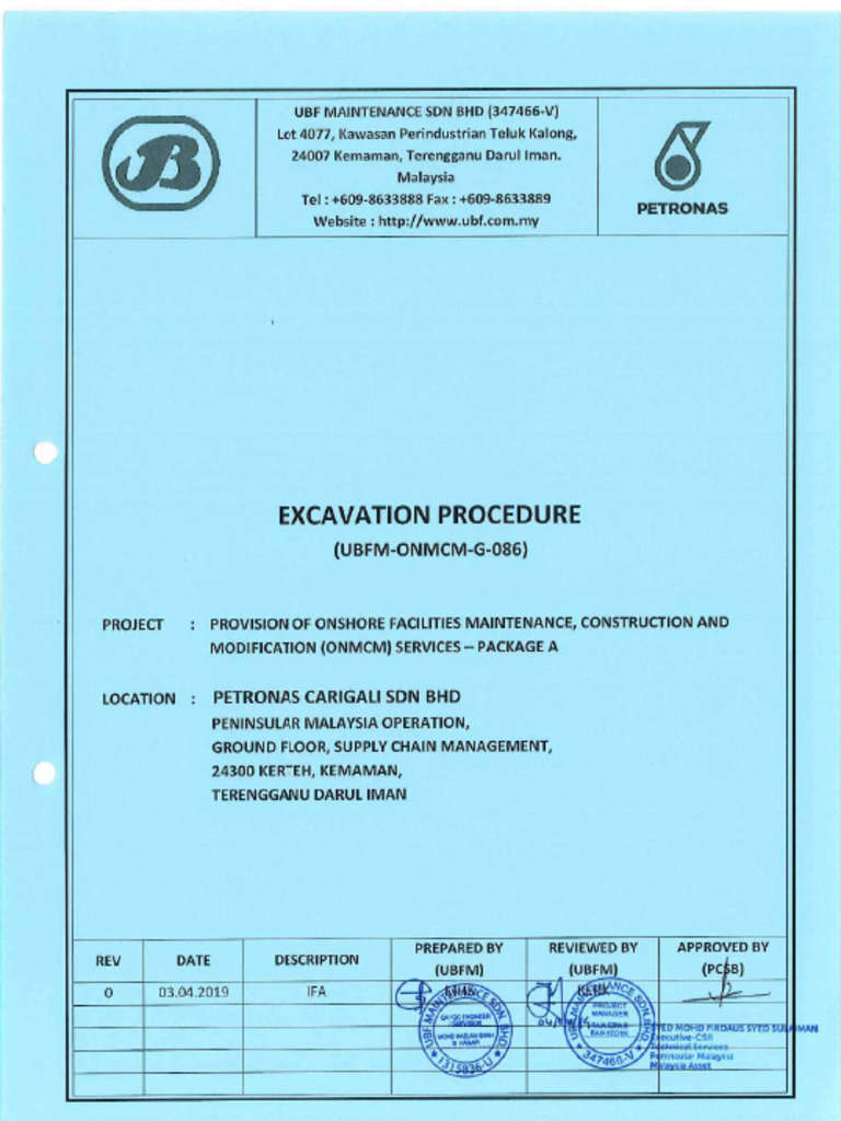 UBF Excavation Procedure | PDF