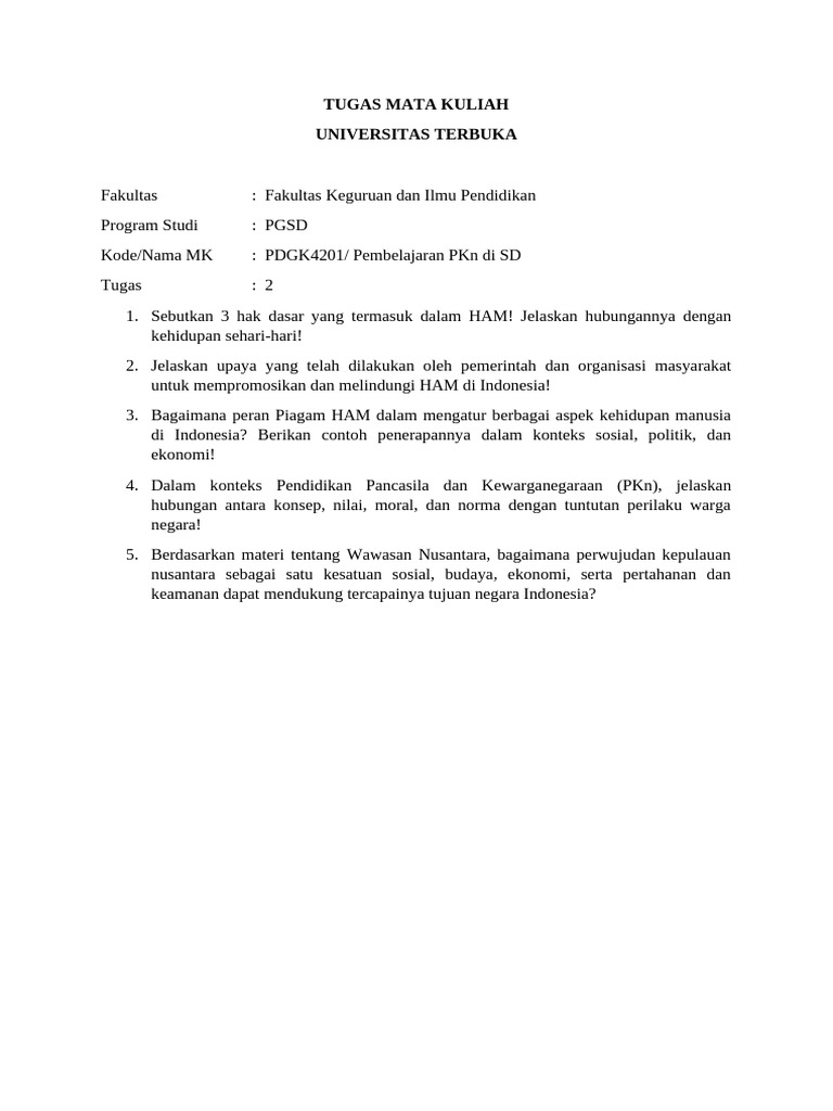 Tugas 2 Pembelajaran PKN Di SD | PDF