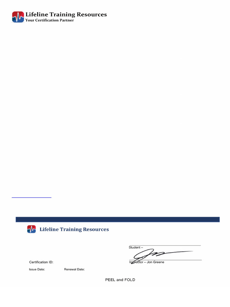 Lifeline CPR Certification Confirmation | PDF