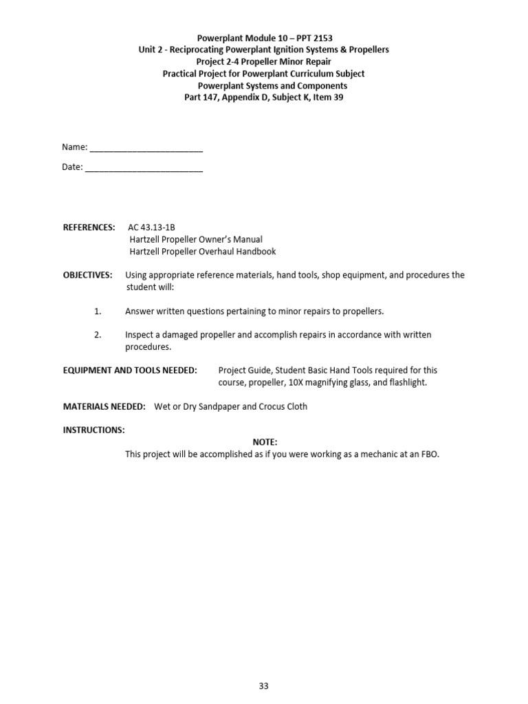 Propeller Minor Repair Practical Project | PDF