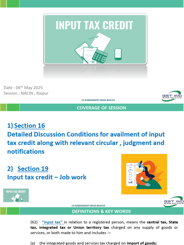 Input tax Credit_nacin_06052025 | PDF | Taxes | Invoice