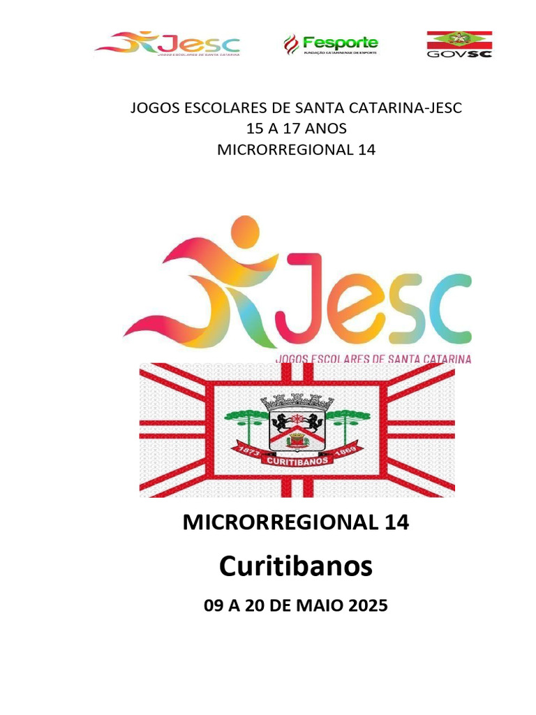 JESC 2025: Programação Microrregional 14 | PDF | Brasil