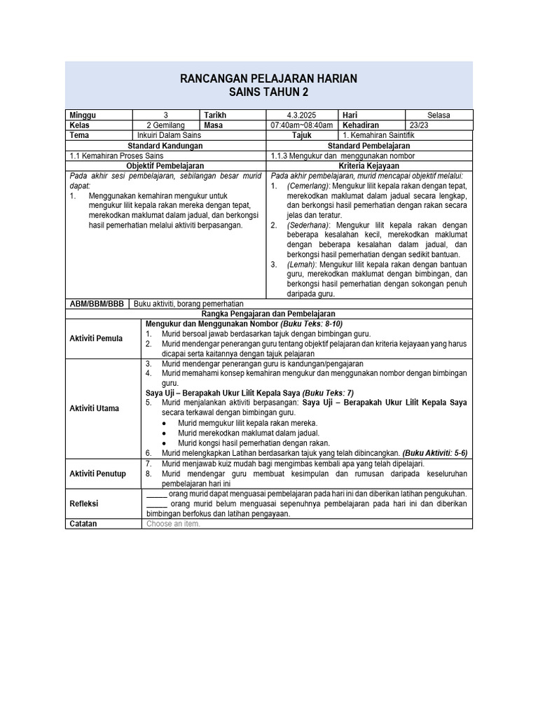 M3 - Sains Tahun 2 | PDF