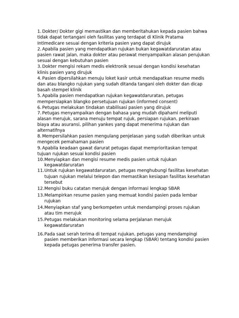 Prosedur Rujukan Pasien | PDF