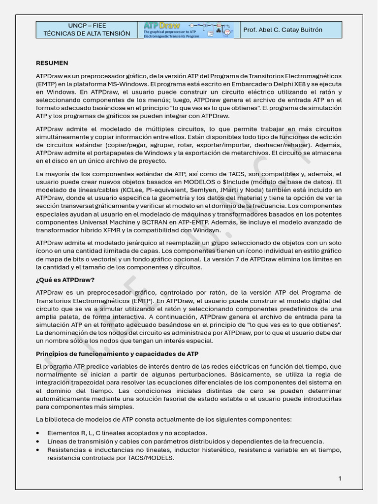 Clase ATPDRAW | PDF | Red eléctrica | Cantidades fisicas