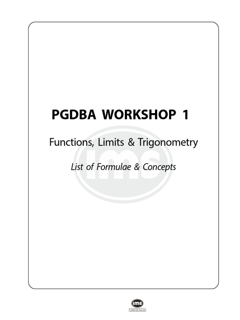 1 Functions Limits And Trig Formulae Pdf Trigonometry Trigonometric Functions