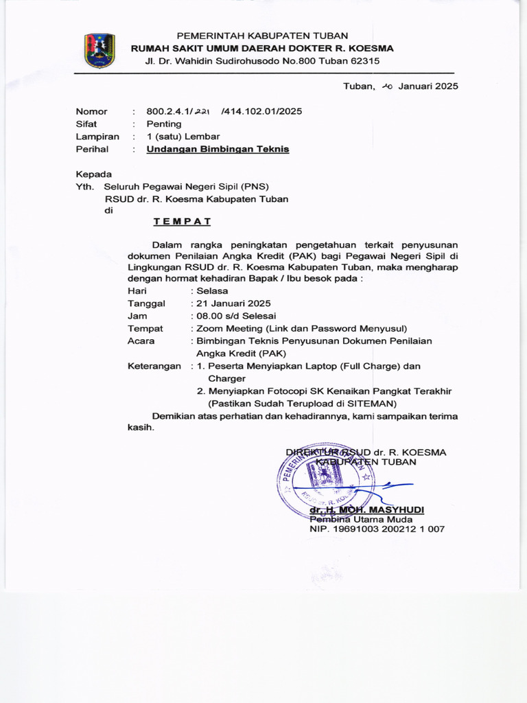 Undangan Bimtek PAK (Online) | PDF