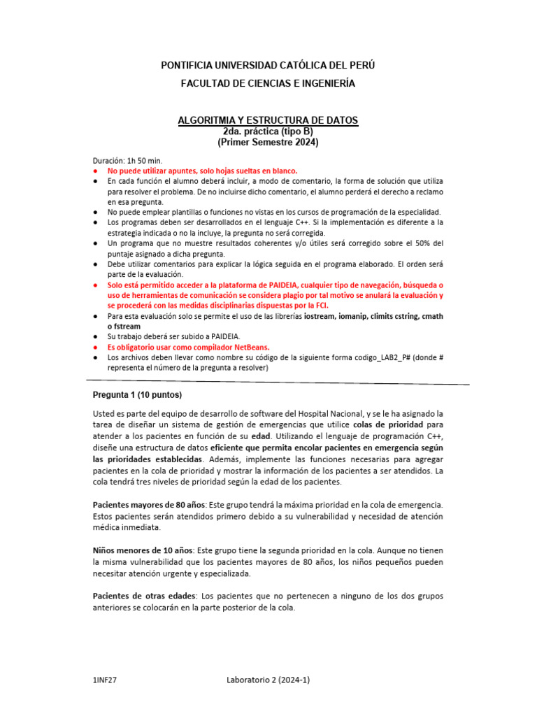 2024-1 Lab2 | PDF | Programa de computadora | Programación