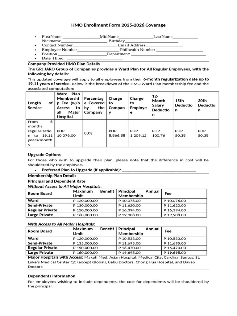 HMO Membership Form2 88% | PDF | Health Maintenance Organization ...
