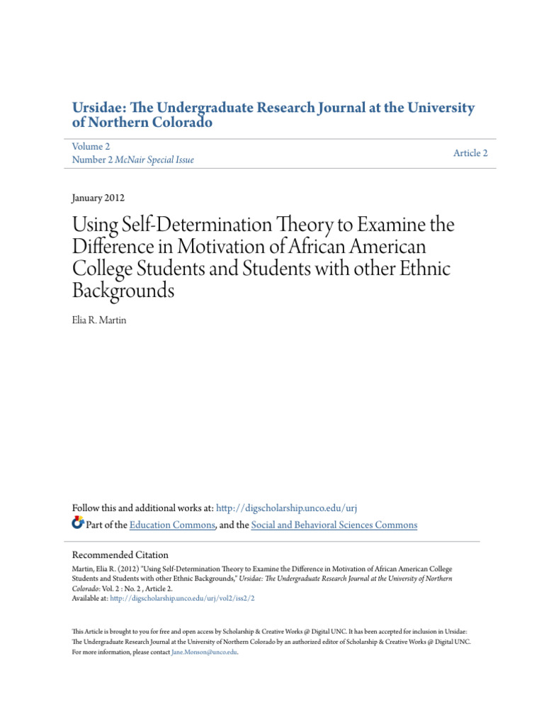 Using Self-Determination Theory To Examine The Difference in Motivation ...