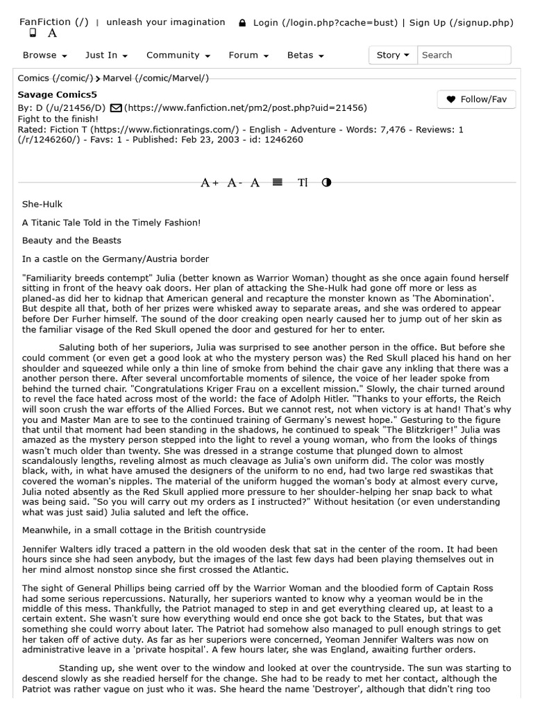 Savage Comics5, A Marvel Fanfic - FanFiction | PDF