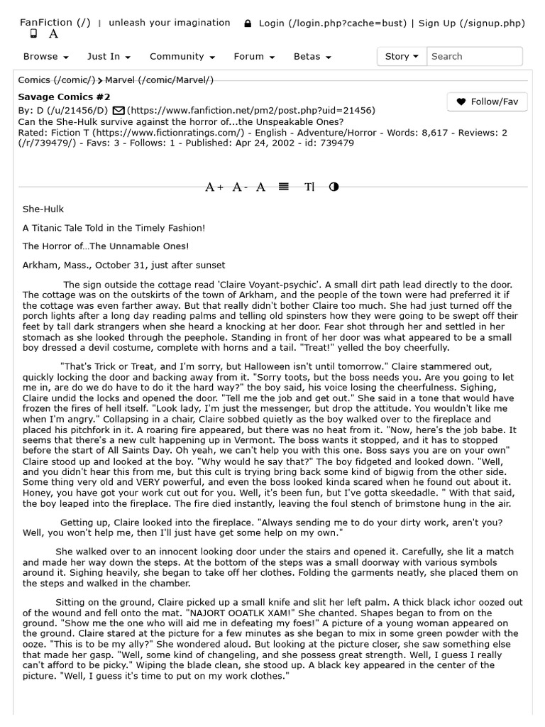 Savage Comics #2, A Marvel Fanfic - FanFiction | PDF