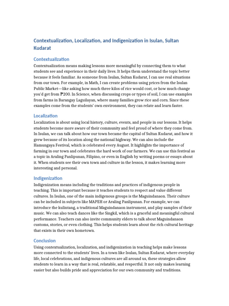 Contextualization Localization Indigenization Isulan | PDF | Agriculture