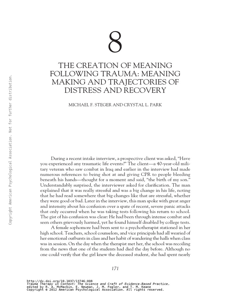 THe CReATIOn of MeAnIng fOLLOwIng TRAUMA: MeAnIng MAkIng and ...