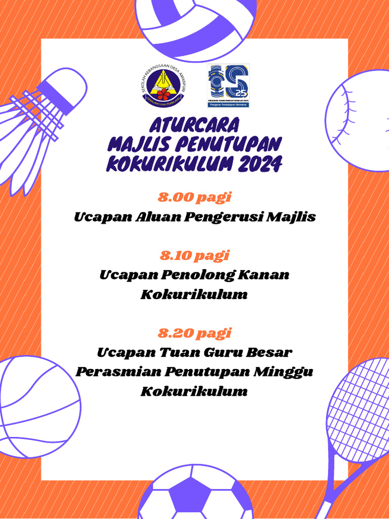 Aturcara Majlis Penutupan Kokurikulum - 20250514 - 101119 - 0000 | PDF