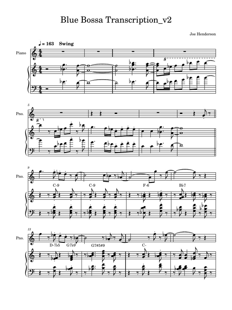 Blue Bossa Transcription - v2 | PDF