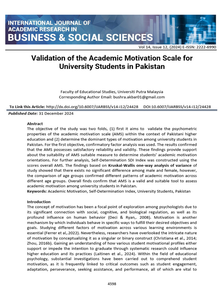 validation-of-the-academic-motivation-scale-for-university-students-in-pakistan | PDF ...