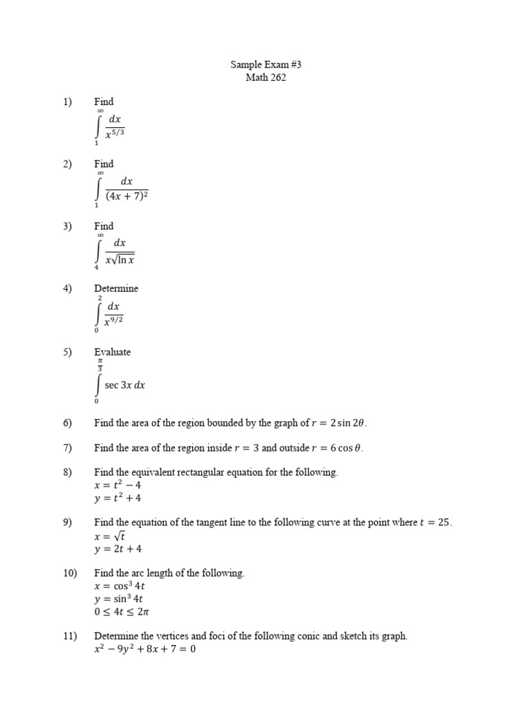 Sample Exam 3 | PDF | Geometric Shapes | Mathematics