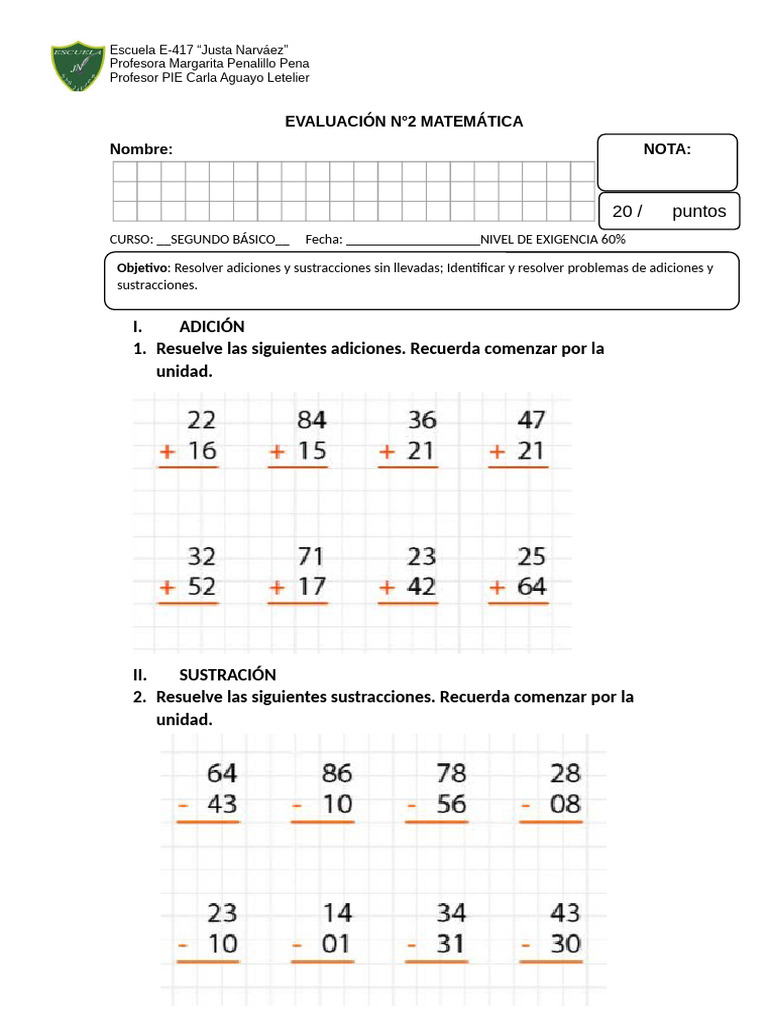 Ev Mate Sumas y Restas Segundo | PDF | Cognición